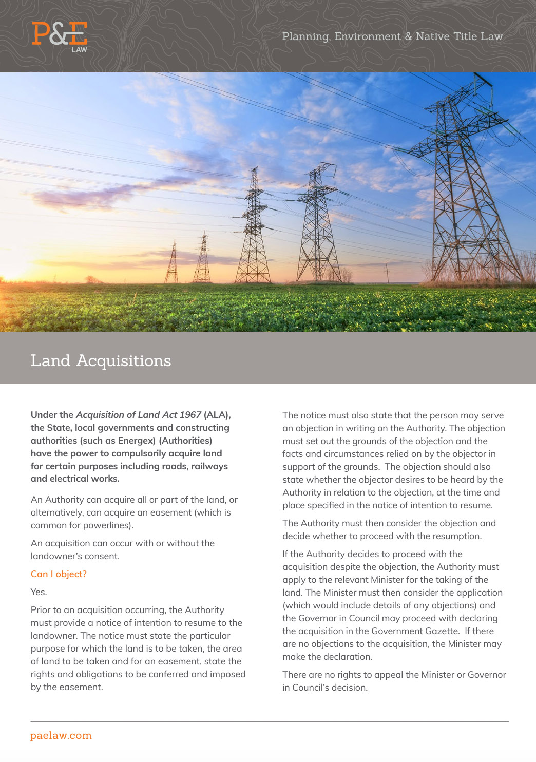 The basics of the land acquisition process – P&E Law